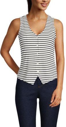 Lands End Ärmellose Feinstrick-Weste, Damen, Größe:48-50 regular, Weiß, Elasthan/Viskose/Polyester-Mischung, by Lands End
