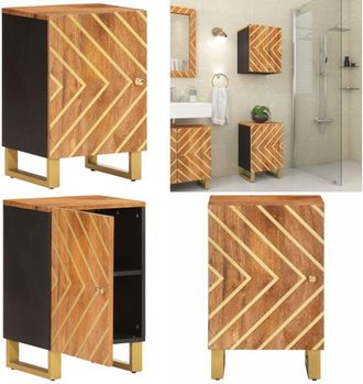 vidaXL Vidaxl - Badschrank Braun und Schwarz 38x33,5x58 cm Massivholz Mango - Badschrank - Badezimmerm&ouml;bel - Mangoholz - Holzm&ouml;bel - Handtuchhalter - Home &