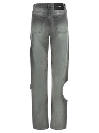 Off-white Womens Gray Cotton Straight-Leg Jeans Clothing