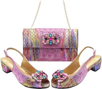 Generic Escarpins à bout pointu pour femme avec sac assorti pour fête de mariage et occasions spéciales, Pnnrk, 42.5 EU