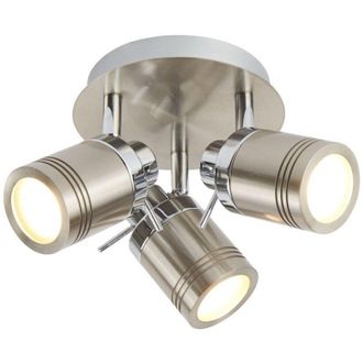 Searchlight Searchlight - Samson - Plafonnier de salle de bains &agrave; 3 ampoules argent satin&eacute; IP44, GU10