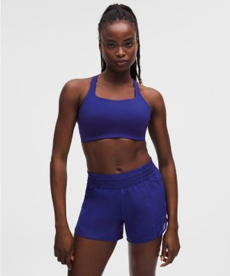 lululemon Fitness-BH aus Ultralu mit quadratischem Ausschnitt Mittlerer Halt D/DD-Cups f&uuml;r Frauen - Gr&ouml;&szlig;e 2 in Deep Sea Blue