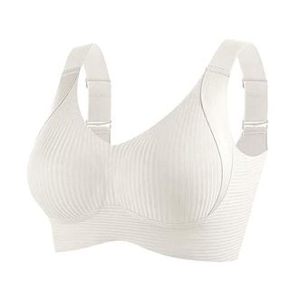 Generic Soutien-gorge de sport pour femme, confortable, c&ocirc;tel&eacute;, sans armature, bralettes, r&eacute;glable, rembourr&eacute;, pour le quotidien et bustier femme, Blanc., 4XL
