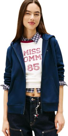 Tommy Jeans Damen Tjw Reg Flag Zip Thru Dw0dw19729 Kapuzenpullover Mit Rei&szlig;verschluss, Blau, XXS EU