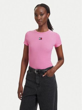 Tommy Jeans T-Shirt Badge DW0DW17881 Hellrosa Slim Fit