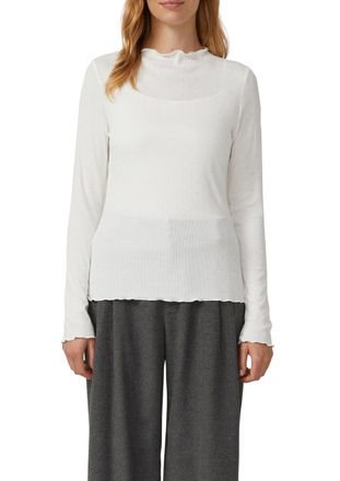 s.Oliver Geripptes Jerseyshirt im Slim Fit mit Metallic-Print