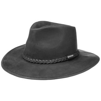 Stetson Buffalo Leather Westernhut Lederhut Damen Herren Cowboyhut Sommer Winter Rodeohut wasserabweisend Regenhut schwarz XL (60-61 cm)