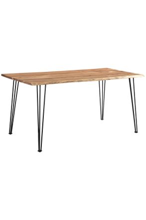 Linea Natura Esstisch, Schwarz, Akazie, Holz, Metall, Akazie, Hartholz, rechteckig, Haarnadel, 85x76x160 cm, Esszimmer, Tische, Esstische