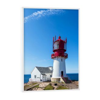 artboxONE Poster mit wei&szlig;em Rahmen 18x13 cm Natur Leuchtturm Lindesnes Fyr - Bild lindesnes fyr felsen k&uuml;ste