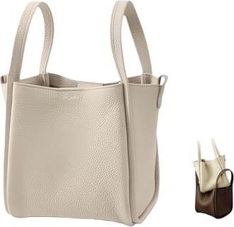 Generic Petit sac seau en cuir pour femme - Design classique - &Eacute;l&eacute;gant - Fourre-tout souple - Sac &agrave; main Hobo, Blanc laiteux, 17cm*19cm*20cm/ 6.69in*7.48in*7.