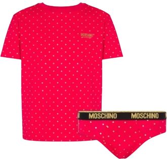 Moschino Ensemble T-shirt et slip &agrave; pois - Homme - Sous-v&ecirc;tements - Rouge - Taille: M