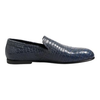 Dolce & Gabbana Blau Exotische Leder Slip-On Loafers - - Shoes - Herren - Blau - 42 EU