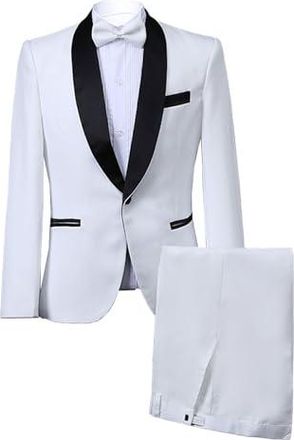 Generic Ensemble de smoking 3 pi&egrave;ces pour homme avec noeud papillon et ch&acirc;le &agrave; un bouton pour mariage, bal de fin dann&eacute;e, d&icirc;ner, Noir, XL