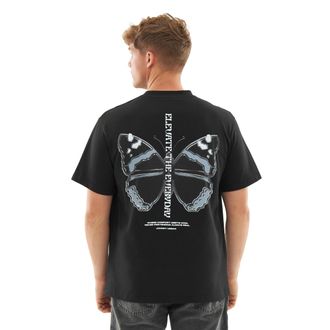 Johnny Urban Oversized Tshirt Herren & Damen Schwarz - Sammy Chrome Butterfly - Heavy Cotton T-Shirt Oversize - Streetwear Fit - Halbarm Shirt Unisex - 100% Baumwo
