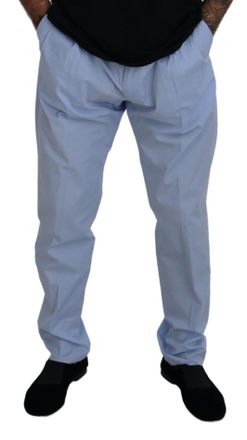 Dolce & Gabbana Mens Cotton Stretch Trousers Blue Elastane