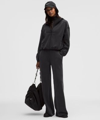 lululemon Pintuck-Hose mit hohem Bund und weitem Bein aus geb&uuml;rstetem Softstreme Normale L&auml;nge f&uuml;r Frauen - Gr&ouml;&szlig;e 2XS in Black