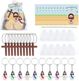 Generico Porte-cl&eacute;s religieux : breloque de J&eacute;sus en r&eacute;sine color&eacute;e, clip de sac &agrave; dos avec mini figurine, cadeau avec pendentif en, accessoire de cha&icirc;ne de pe