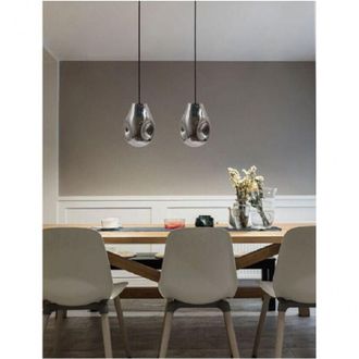 Trade Shop Lampade Lampadeur Suspension E27 Drop En Vitre Argent Gréo Noir Ip20 Lp Argent