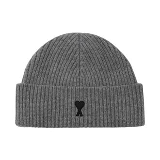 Ami Quota Beanie mit kontrastierendem Logo - - Accessories - Herren - Grau - ONE SIZE
