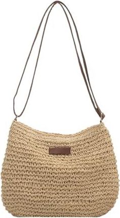 Generic Sac &agrave; bandouli&egrave;re en crochet fait &agrave; la main pour femme - Style d&eacute;contract&eacute; - Avec cent sacs de paille - 2025, beige, taille unique