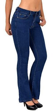 ESRA Jean Femme Bootcut Jean pour Femmes Pantalon en Jean Femme Noir et Bleu Grande Taille B100