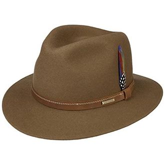 Stetson Chapeau en Feutre Mahomes Traveller Femme/Homme - Made in The EU de avec Doublure, Bandeau Cuir Hiver Printemps-ete - L (58-59 cm) Marron