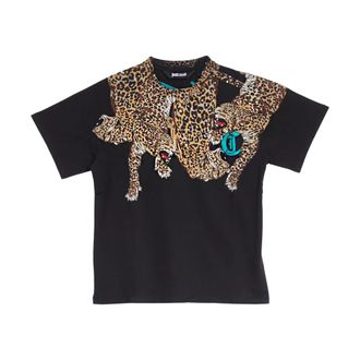 Just Cavalli Leopard Neck T-shirt - - Tops - Herren - Mehrfarbig - M
