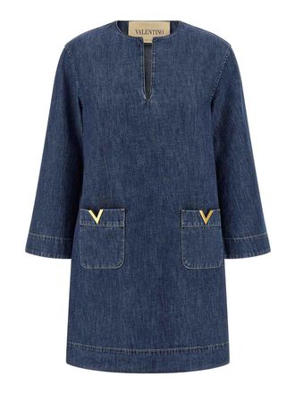 Valentino Garavani Robe Au Genou - Bleu