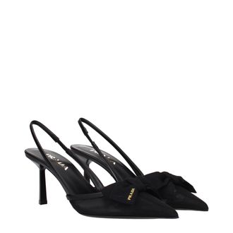Prada Pointed-Toe Suede Slingback Pump - Black