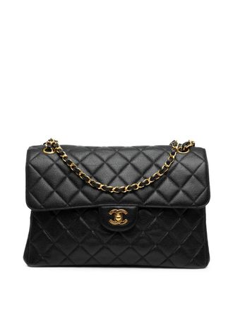 Chanel sac port&eacute; &eacute;paule Jumbo Quilted Caviar Double Sided Flap (1996-1997) - Noir
