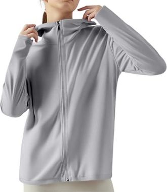 Generic Veste de soleil 2026 pour femme UPF 50+ l&eacute;g&egrave;re &agrave; manches longues et fermeture &eacute;clair avec 4 poches, GY1., 5XL