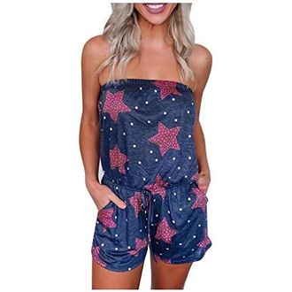 Generic Combinaison de plage pour femme - Short sans bretelles - Combishort d&eacute;t&eacute; pour femme - Taille 42 - Combinaison bandeau taille 46 - Combinaisons avec po