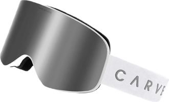 CARVE Frother Schneebrille, mattwei&szlig;/grau/silberfarben, verspiegelte Gl&auml;ser, zylindrische Anti-Beschlag-Ski- und Snowboardbrille, Helmkompatibel