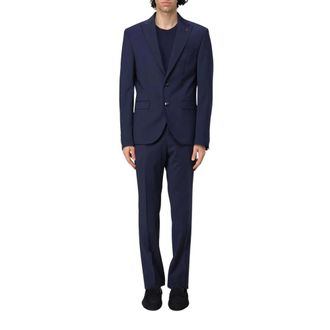 Manuel Ritz Homme, Costumes, Bleu, Taille: 2XL Costume Bleu Deux Pièces Avec Revers