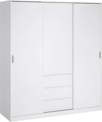 Dmora Kleiderschrank 3 T&uuml;ren Mathieu, Schlafzimmerm&ouml;bel, Schrank, Garderobe, 177x60 h200 cm, Gl&auml;nzendes Wei&szlig; - Dmora