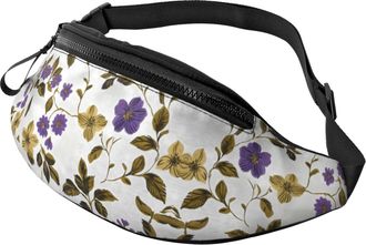 Generic Stylisch Brusttasche Beigefarbener Blumendruck Sporttasche Brusttasche H&uuml;fttasche F&uuml;r Camping Joggen Herren 14X35Cm