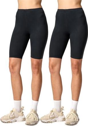 Merry Style Lot de 2 Leggings Femme Court Tenue Sport Short MS10-145 (Noir/Noir, XXL)