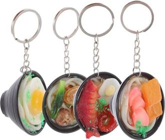 BESPORTBLE 4 pièces Porte-clés Ramen Décoratif Style Japonais Coloré Pendentifs Réalistes pour Clés Sacs et Trousseaux Accessoire Amusant et Original