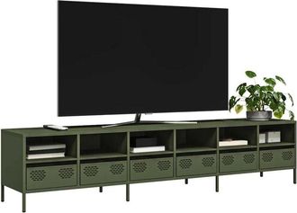vidaXL Vidaxl - Meuble tv vert olive 202x39x43,5 cm acier lamin&eacute; &agrave; froid
