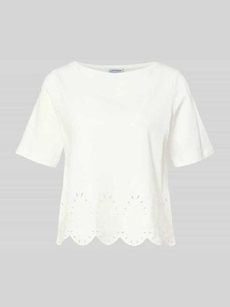 More & More T-Shirt mit Rundhalsausschnitt und Lochstickerei
