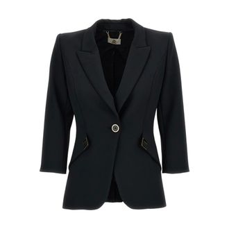 Elisabetta Franchi Femme, Vestes, Noir, Taille: 44 FR Veste en cr&ecirc;pe stretch double &eacute;paisseur