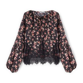 Motivi Georgette-Bluse mit Blumenprint und Spitze - - Blouses & Shirts - Damen - Schwarzk - M