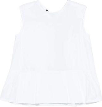 Max Mara Femme, Blouses et Chemises, Blanc, Taille: 40 FR Haut Sans Manches &agrave; Ourlet Pliss&eacute; et Encolure Ras du Cou