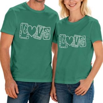 Generic Chemises de Saint-Valentin pour couples, coeur damour | T-shirts graphiques &agrave; manches courtes et col rond en coton pour hommes, hauts tendance, pour l