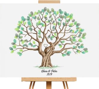 Generico Dactilar-Baum, G&auml;stebuch f&uuml;r Hochzeiten, Leinwandbild mit Unterschriften f&uuml;r die Heimdekoration