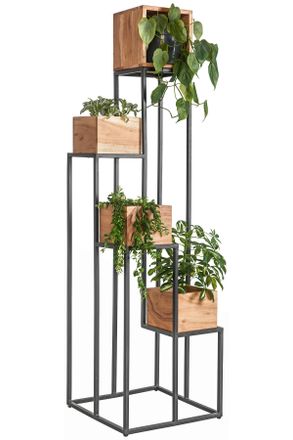 Landscape Blumenst&auml;nder, Schwarz, Akazie, Holz, Metall, Akazie, massiv, 42.5x150x42.5 cm, Wohnzimmer, Wohnzimmertische, Blumenst&auml;nder