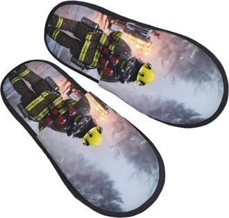 Generic L&eacute;g&egrave;re Pantoufles Hommes Pompier, pompier, empreinte de flamme Pantoufles Maison Antid&eacute;rapant Chaussons Homme pour Adulte Maison Ext&eacute;rieur L