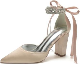 Miyoopark Chaussures de mariage mode femme talon bloc soirée décolleté, M641 Champagne, 39.5 EU