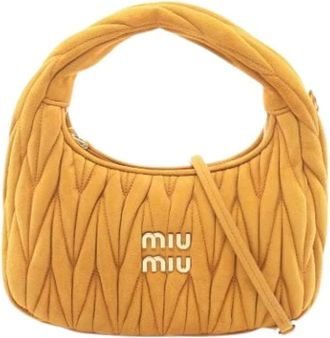 Miu Miu Pre-owned Sac bandouli&egrave;re en daim - Femme - Pre-owned - Jaune - Taille: ONE Size