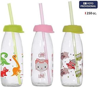 Herevin Dekoflasche mit Strohhalm, 250 ml, Sortiert